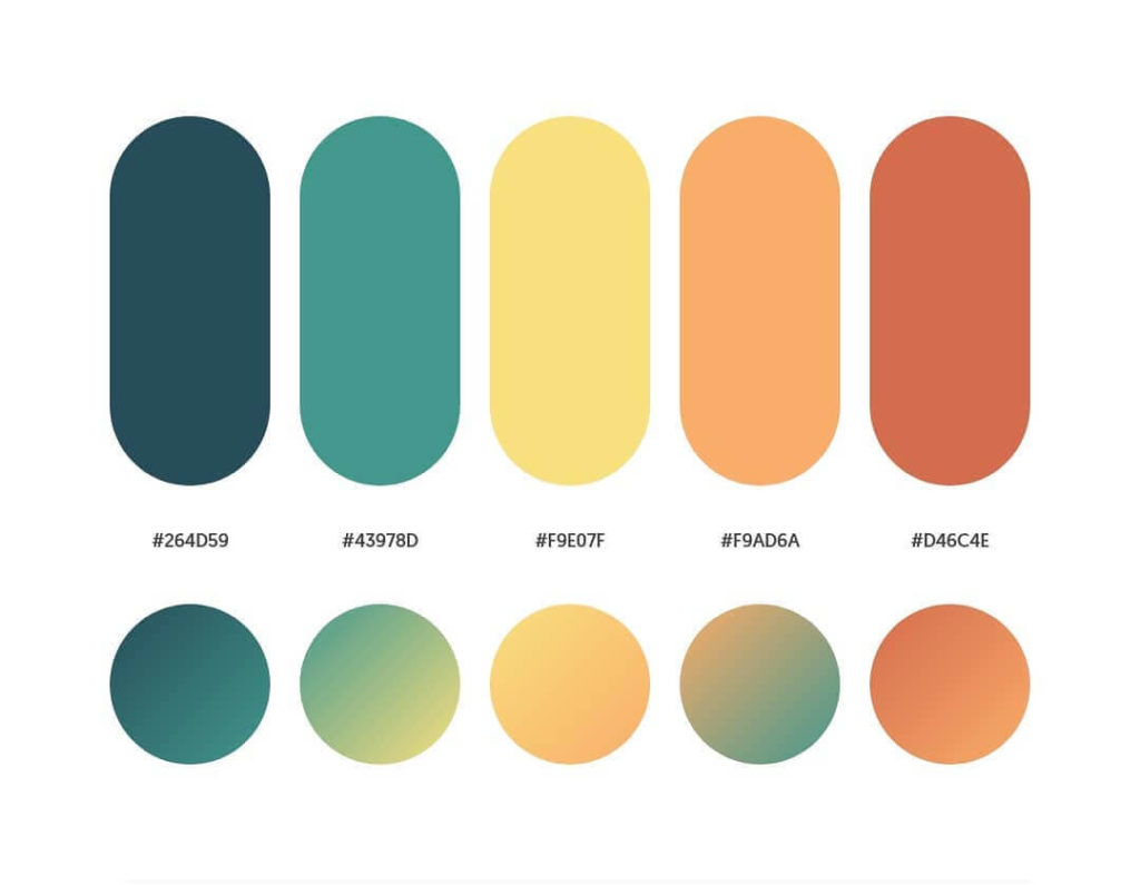 50 Beautiful Color Palettes With Their Similar Gradient Palettes