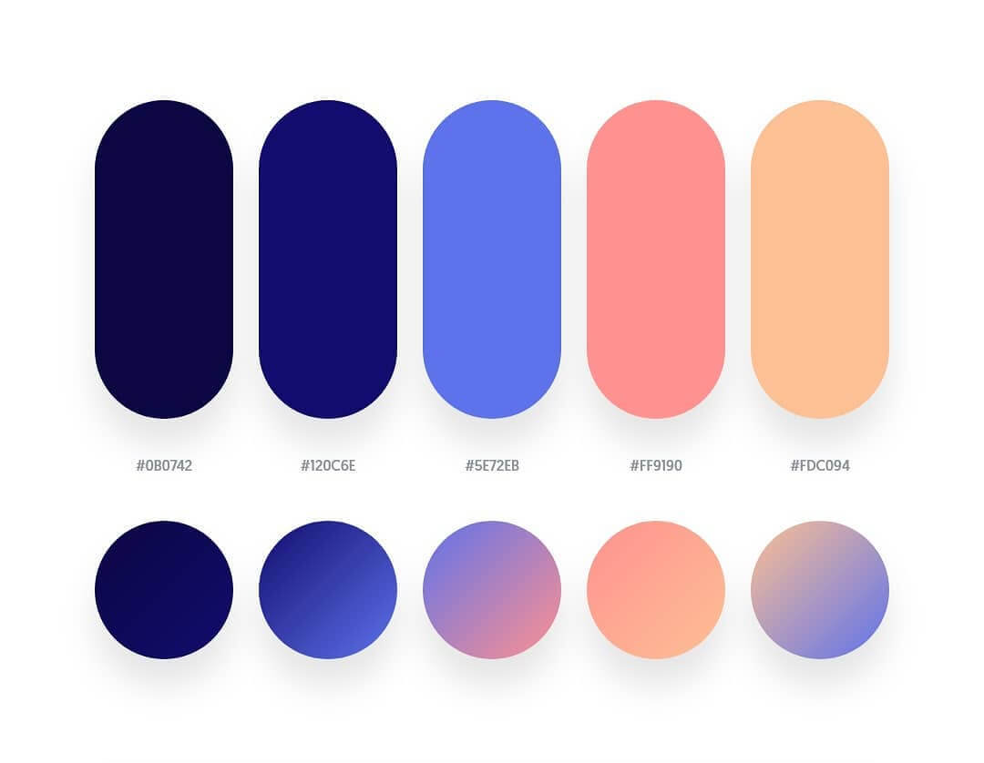 40 Beautiful Color Palettes With Their Similar Gradient Palettes