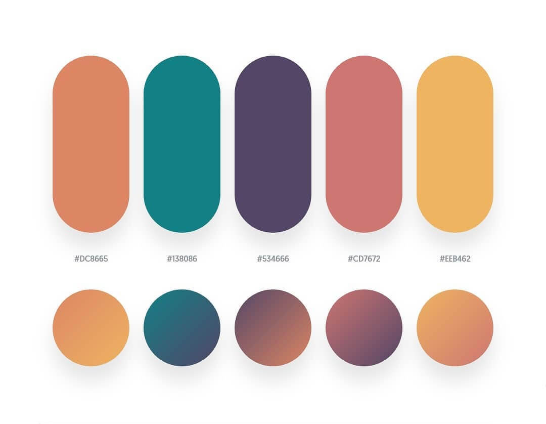 40 Beautiful Color Palettes With Their Similar Gradient Palettes